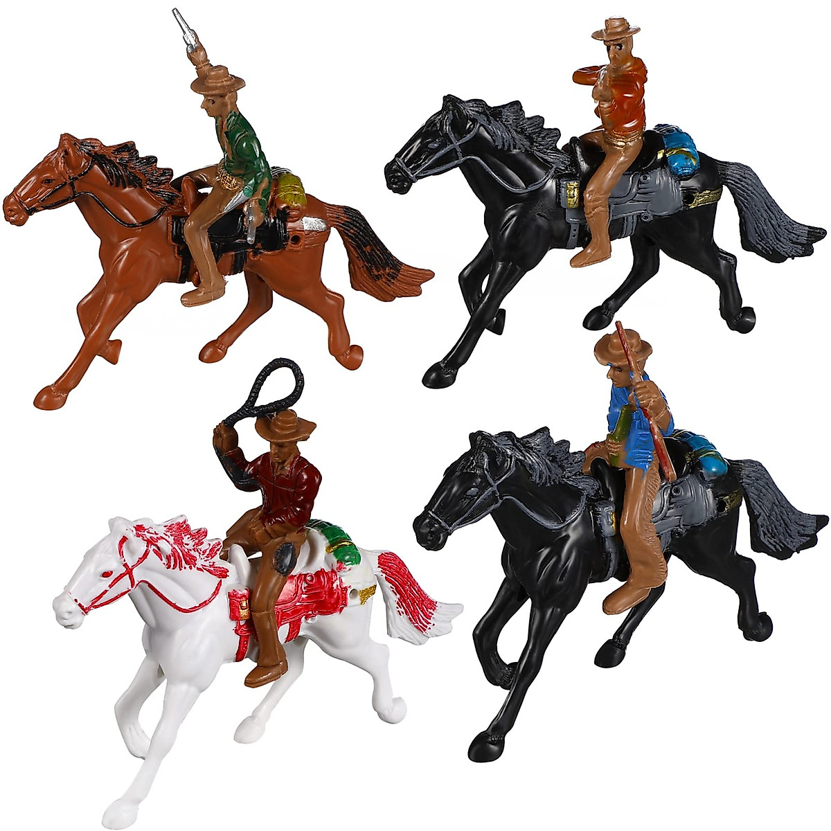 Farm Animals Toys for Kids 3-5, 4Pcs Farm World Western Riding Horse Toys, Plastic Action Figure for Home Office Table Decor, for Kids