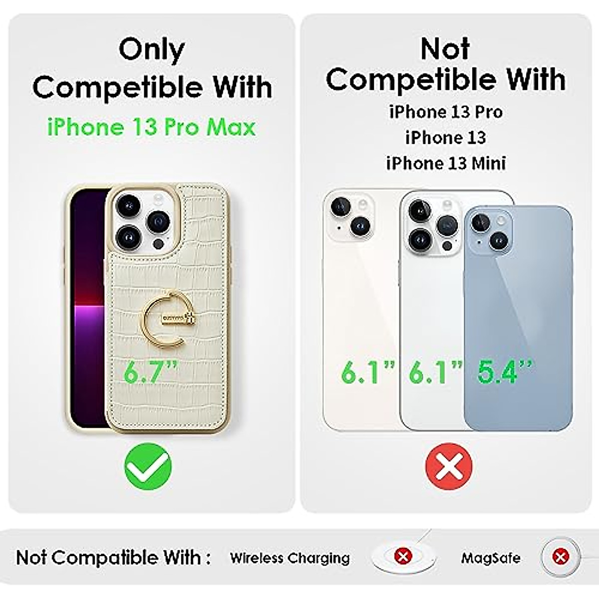 CUSTYPE for iPhone 13 Pro Max Wallet Case with Card Holder,PU Leather Protective Case with Ring Holder Kickstand Card Slots Case for Women and Men for iPhone 13Pro Max 6.7"-Beige