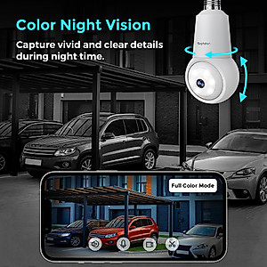 Septekon 4MP Light Bulb Camera 2 Pack, 360 Light Socket Security Camera Outdoor Indoor 2.4GHz WiFi, 2K Full Color Night Vision, Motion Detection Alarm, IP65 Waterproof, Two-Way Audio