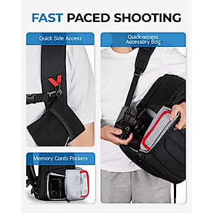 BAGSMART Camera Backpack, Expandable DSLR SLR Camera Bags for Photographers, Photography Travel Backpack with 15.6" Laptop Compartment, Rain Cover & Tripod Holder, Black