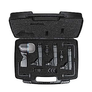 Shure Drum Microphone Kit for Performing and Recording Drummers, Conveniently Packaged Selection of Mics and Mounts with Options for Kick Drum, Snare Drum, Rack Toms, Floor Toms and Congas (DMK57-52)