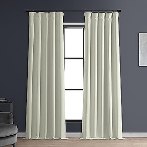 HPD HALF PRICE DRAPES Solid Thermal Insulated Blackout Curtains for Bedroom 50 X 96 Signature Linen Window Treatment Curtain (1 Panel), FLCH-FMBO20128-96, Excursion Ivory