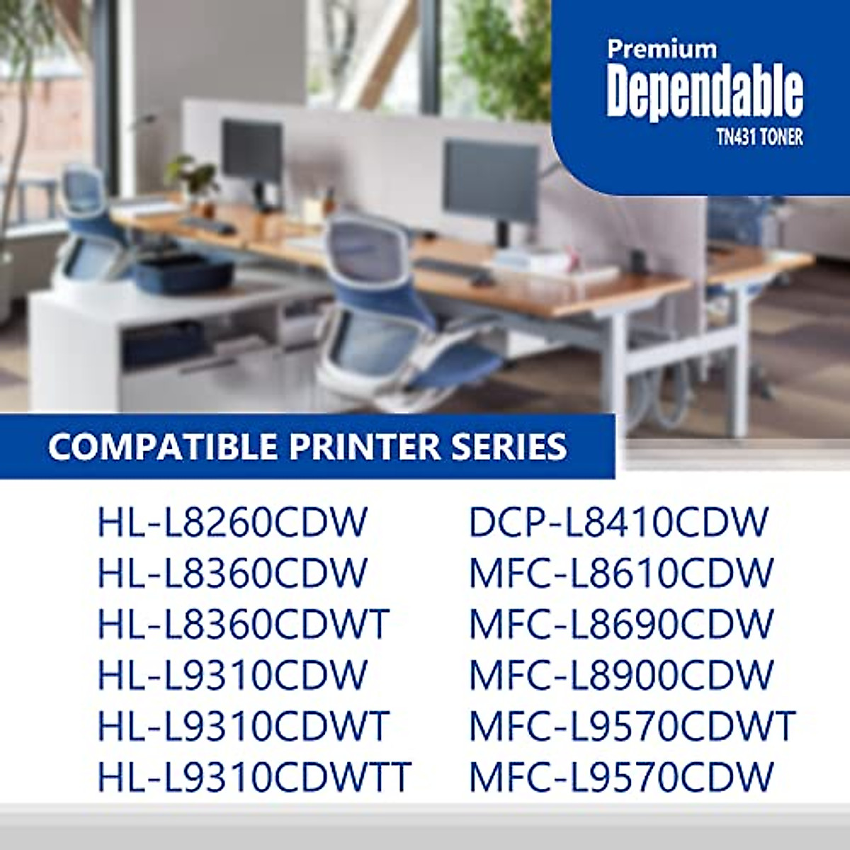 TN431 4PK - TN431BK, TN431C, TN431Y, TN431M Toner Cartridge Set Replacement for Brother TN431 4 Pack for MFC-L8900CDW HL-L8360CDW HL-L8260CDW MFC-L8610CDW MFC-L9570CDW | Black/Cyan/ Yellow/ Magenta