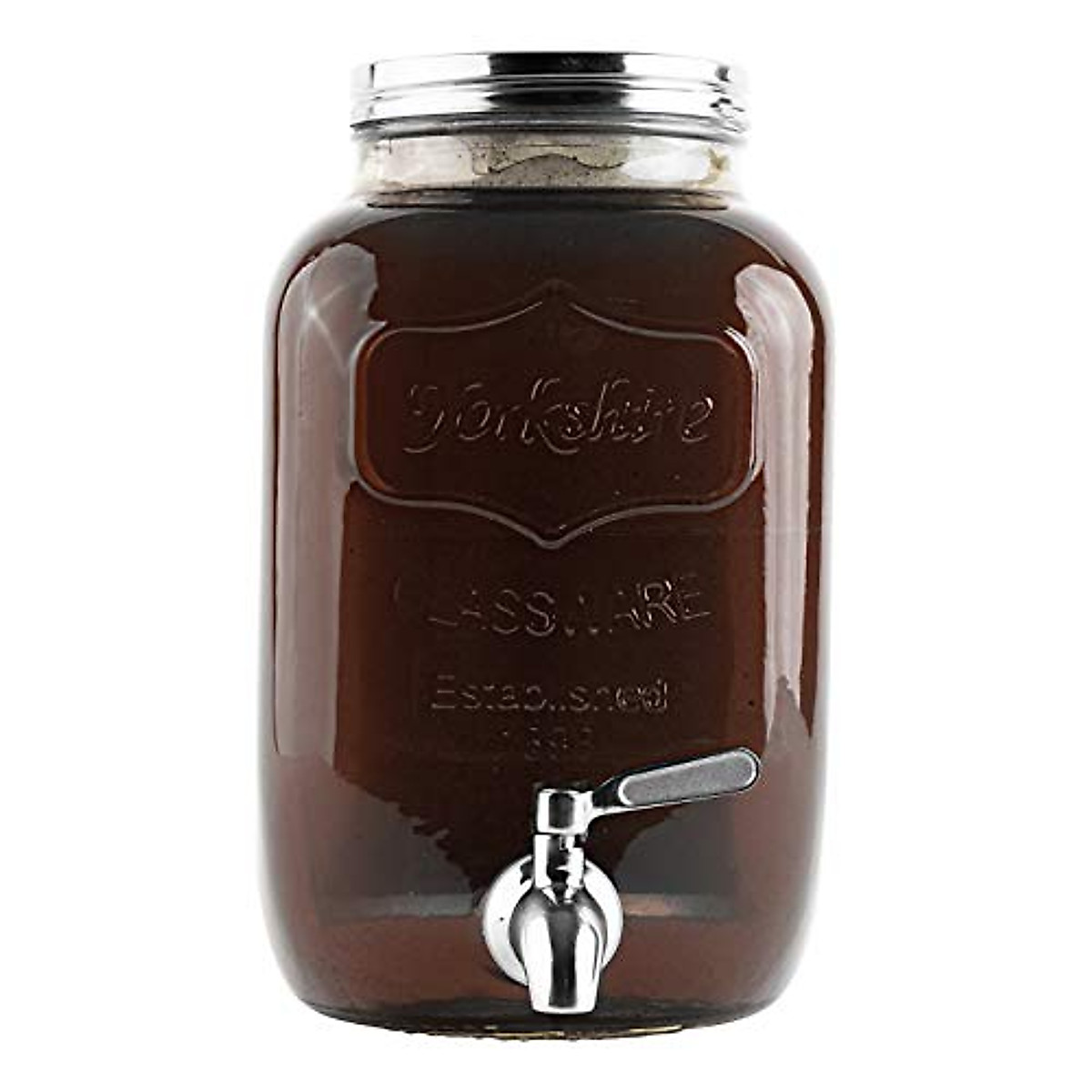 Gallon Cold Brew Coffee Maker Dispenser - 4 Quart Strong Glass Container with Stainless Steel Spigot Dispenser, Metal Filter and Airtight Metal Lid -for Large Batch Cold Brewing by kitchentoolz