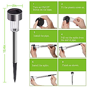 Solar Lights Outdoor Christmas, 12Pack Stainless Steel LED Landscape Pathway Lights Solar Powered, Solar Garden Lights for Pathway Driveway Yard & Lawn - Multicolor