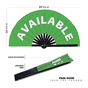 Available hand fan foldable bamboo circuit hand fan funny gag slang words expressions statement gifts Festival accessories Rave handheld Circuit event fan Clack fans (Green)