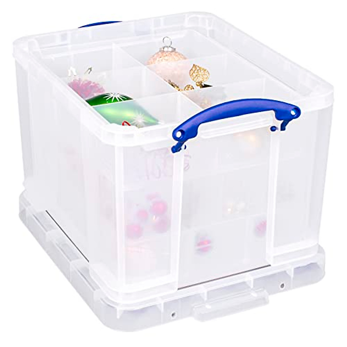 Really Useful Plastic Storage Box 35 Litre with 3 Trays 1x6 + 1x12 + 1x16 Compartments Clear