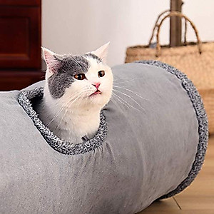 Speedy Pet Collapsible Cat Tunnel, Cat Toys Play Tunnel Durable Suede Hideaway Pet Crinkle Tunnel with Ball M