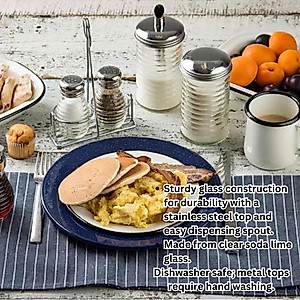 TableCraft HBH860 Beehive Collection Sugar Pourer, 12 oz., 6-5/8"H, Dishwasher Safe, Stainless Steel Pour spout, Glass, Clear