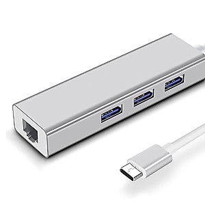 CUJUX Network Cable Converter Type-c Gigabit Network Card Tablet Hub USB to Network Cable Wired Interface Splitter Network Adapter (Color : Silver)