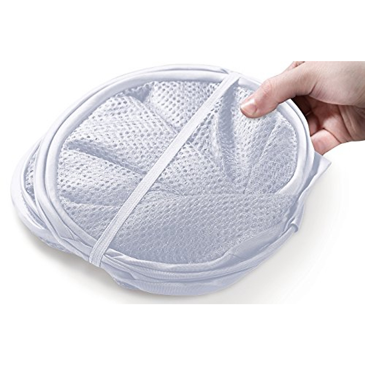 Popup Laundry Basket, Two Compartments - Durable Mesh Material, Folds for Storage, Easy Carry Handles. Folding Pop-Up Laundry Basket Bins are Great for College Dorm Laundry Room or Travel. (White)