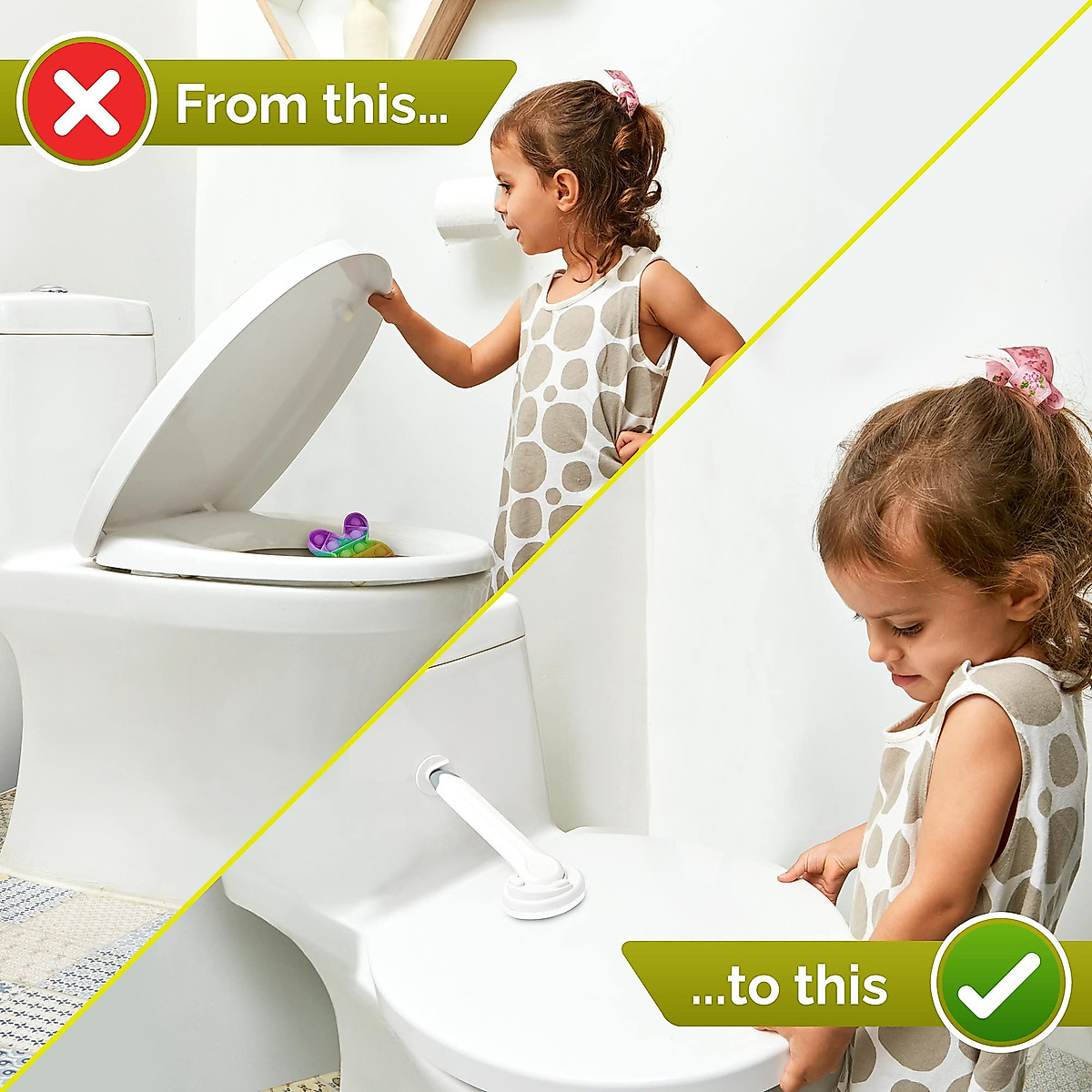 Toilet Seat Lock for Child Safety with Double Lock Mechanism – Child Proof Toilet Locks for Toddlers, Easy Installation No Tools Needed Fits Most Toilets – Toilet Baby Proofer by Wappa Baby