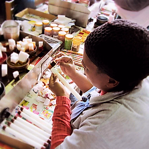 Hand Painted Taper Candles, Pair, (Shahida Design)