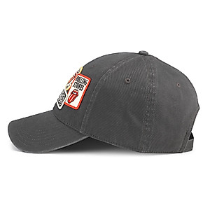 AMERICAN NEEDLE Rolling Stones Iconic Adjustable Buckle Strap Baseball Hat, Black (43910A-RLSTONE-BLK)
