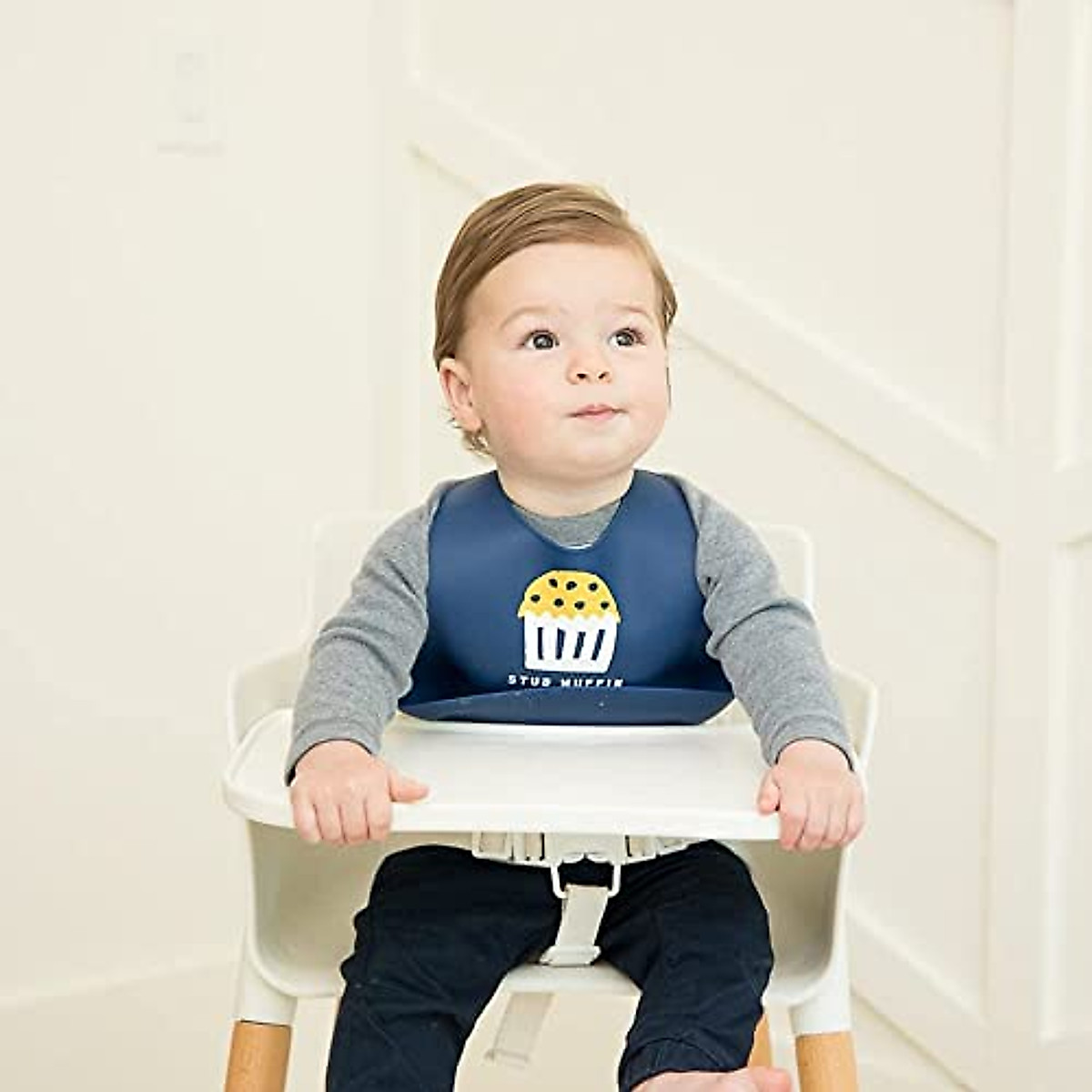 Bella Tunno Boy’s Wonder Bib – Silicone Baby Bibs for Boy with Adjustable Neck, Non-toxic & BPA Free Soft Silicone Bib, Durable, Waterproof, Easy to Clean, Stud Muffin