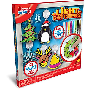 JOYIN Christmas 18 PCS Window Sun Catchers DIY Paint Art and Craft Kit, Make Your Own Window Clings for Christmas Holiday Decorations,Kids Art Project