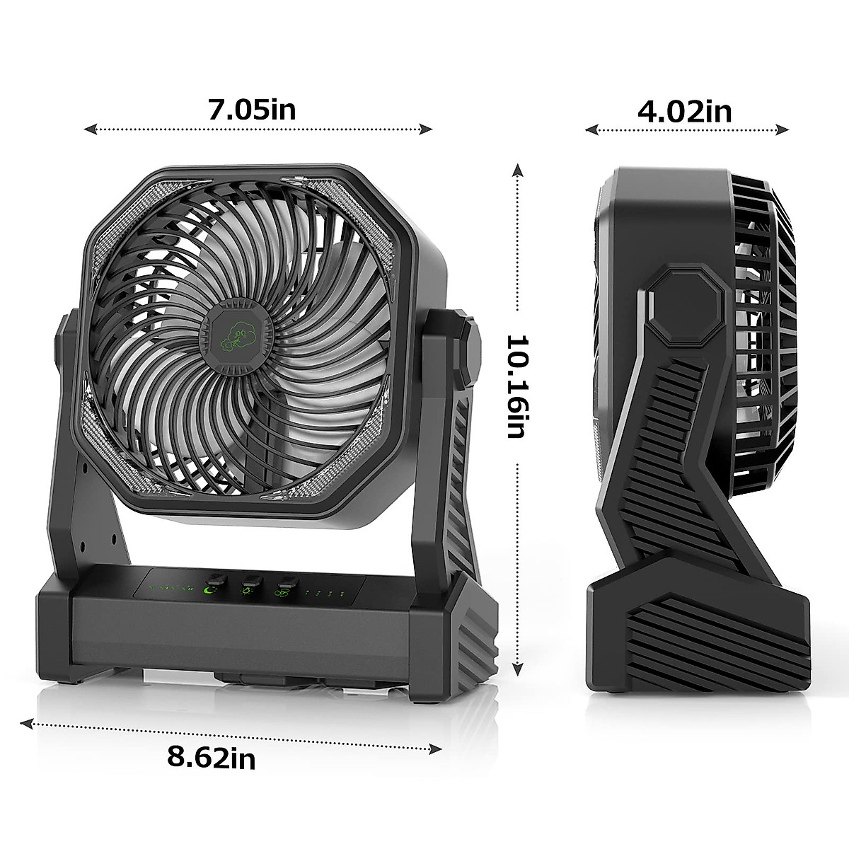 Gewanolla Camping Fan with LED Light, 20000mAh Rechargeable Battery Operated Camp Fan with Hook, 270° Pivot, 4 Speeds, USB Table Fan for Camping, Fishing, Power Outage, Barbecue, Jobsite
