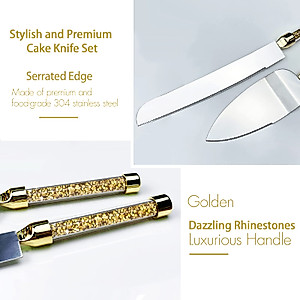 Parihy Wedding Cake Knife and Sever Set, Wedding Champagne Flutes and Cake Knife Server Set, Wedding Gifts Toasting Glasses for Couple Bride and Groom, Cake Cutting Set for Wedding, Engagement