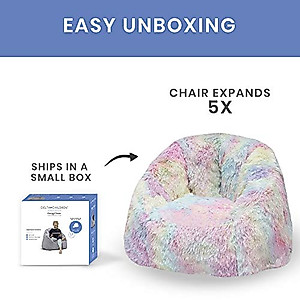 Delta Children Cozee Fluffy Chair, Kid Size (for Kids Up to 10 Years Old), Tie Dye