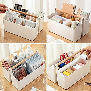 ENVIABELL Art Caddy Organizer, Plastic Art Supply Storage Organizer, Marker Organizer, Pencil Caddy with Handle, Craft Caddy with Dividers, Pen Holder for Desk