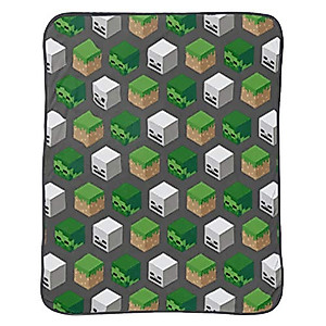 Minecraft Survive Throw Blanket - Measures 46 x 60 inches, Kids Bedding - Features Skeleton and Zombie - Fade Resistant Super Soft Fleece (Official Minecraft Product)