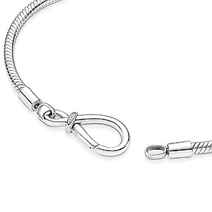 Pandora Moments Infinity Knot Snake Chain Bracelet - Compatible Moments Charms - Sterling Silver Charm Bracelet for Women - Gift for Her - 23 cm, No Gift Box