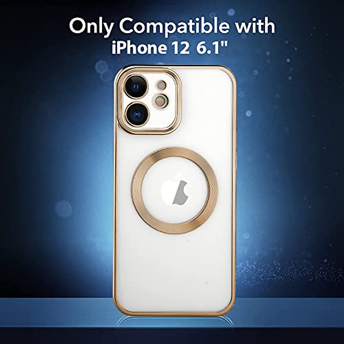 KANGHAR for iPhone 12 Case Magnetic [Support Magsafe Charger] Wireless Anti-Scratch Shockproof Clear Four Corner Cushion Screen Protector Anti-Dropping Full Body Protection Cover-Gold