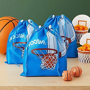 BLUE PANDA Basketball Party Favor Drawstring Gift Bags (12 x 10 in, 12 Pack)