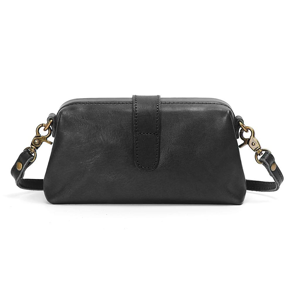 Top-Handle Bags Leather Crossbody Bags for Women Shoulder Bags Handmade Phone Purse Handbags Vintage Small Nice Little Messenger Bag Black