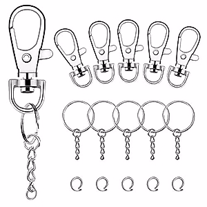 100 Pcs Swivel Snap Hook and Key Rings with Chain and Jump Rings for Keychain Lanyard DIY Jewelry Crafts Accessories(50 Pcs Lanyard Snap Hooks+50 Pcs Keychain Rings with Jump Rings)