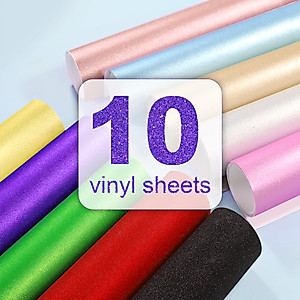 TECKWRAP Shimmer Vinyl Glitter Adhesive Sheets for Craft Cutter 12" x 12" 10 Sheets/Pack