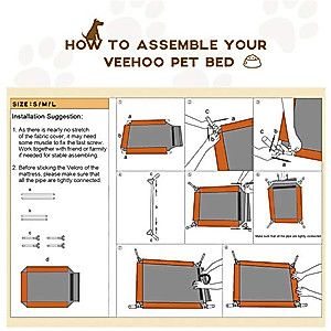 Veehoo Cooling Elevated Dog Bed, Portable Raised Pet Cot with Washable & Breathable Mesh, No-Slip Rubber Feet for Indoor & Outdoor Use, Large, Black Silver
