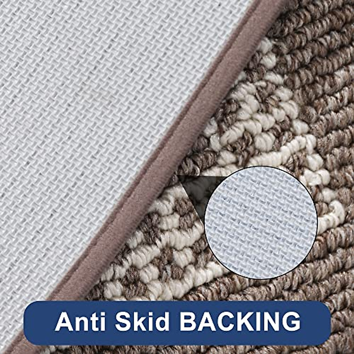 COSY HOMEER Kitchen Floor Mats[2 PCS] for in Front of Sink Super Absorbent Kitchen Rugs and Mats 48x20 Inch/30X20 Inch Non-Skid Kitchen Mat Standing Mat Washable,Polypropylene,Brown