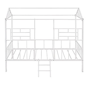 Bellemave House Bed Twin Size Kids Bed Frame Metal Platform Bed Frame, No Box Spring Needed, for Girls Boys (White)
