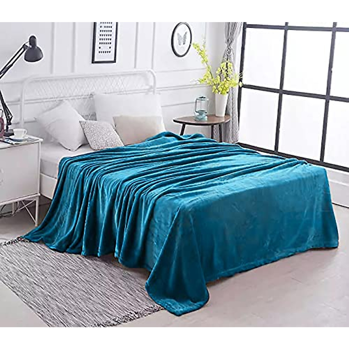 Home Must Haves Solid Color All Season Extra Soft Warm Cozy Sofa Couch Throw Bed Premium Blanket (Queen, Turquoise)
