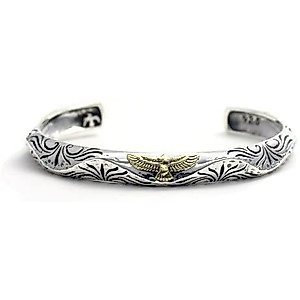 COSUMOSU Sterling Silver Southwest Native American Eagle Hawk Cuff Bangle Bracelet Adjustable