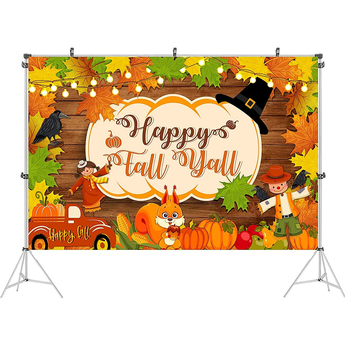 Happy Fall Y'all Backdrop,Fall Party Decorations Thanksgiving Party Backdrop Happy Fall Banner Party Supplies Photography Background