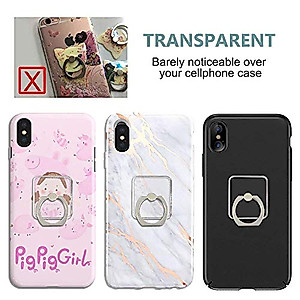 Cell Phone Ring Holder Stand Transparent 4 Pack Finger Grip Loop Mount 360 Degree Rotation Universal Smartphone Kickstand Compatible with iPhone X 8 7 7Plus Samsung Galaxy S7 S8 LG Google