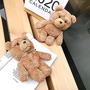 SGVAHY Case for Apple Airpods 1&2 Case Cover with Keychain Kawaii Airpod Case Cover Cute Teddy Bear Airpods 2nd 1st Generation Wireless Charging Case Fluffy Soft Plush Airpod Case (Khaki)