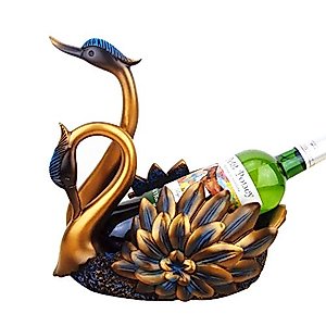 PIBM Stylish Simplicity Double Swan Wine Rack Bronze Continental Home Desktop Porch Bar Decorations Living Room Wine Cabinet Decoration Creative Crafts Gifts Beautiful and Elegant