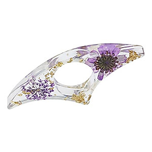 FarBoat Resin Dried Flower Thumb Support for Reading Aid Natural Style Bookmark Page Marker (Fan Shape Purple)