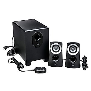 Logitech Z313 2.1 Multimedia Speaker System with Subwoofer, Full Range Audio, 50 Watts Peak Power, Strong Bass, 3.5mm Inputs, PC/PS4/Xbox/TV/Smartphone/Tablet/Music Player - Black