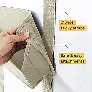 Over The Door Hanging Organizer Storage Wall Mount Premium Durable with 7 Unique Large Pockets Customizable Metal Door Hooks 17” Wide * 73” Long Closet Organizer Office Home Easy to Setup Ivory