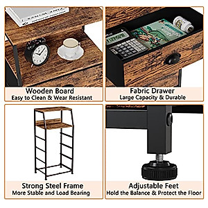 Furnulem 47.2'' Dresser TV Stand with Power Outlet, and 2pcs Tall 4 Drawers Dresser, Vertical Storage Tower for Storage in Bedroom,Living Room,Entryway,Guest Room (Rustic Brown)