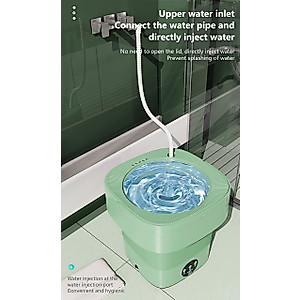 Portable Washing Machine Mini Washer with Drain Basket, Foldable Small Washer Deep Cleaning for Underwear, Socks, Baby Clothes, Travel, Camping, RV, Dorm, Apartment (Purple+Blue Light)