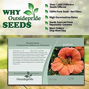 Outsidepride Tropaeolum Nasturtium Vesuvius Climbing, Vining, Flowering, Plants for Trellis, Fences, Arbors & More - 200 Seeds