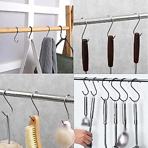 10-Pack S Shaped Hooks,Stainless Steel Metal Hangers for Home,Office,Work Shop (Silver, Medium)