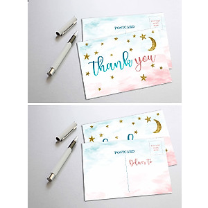 Yuansail Baby Shower Thank You Postcards, Stars Appreciation Post Cards, 25 cards â€“ (bb010-ganxie)
