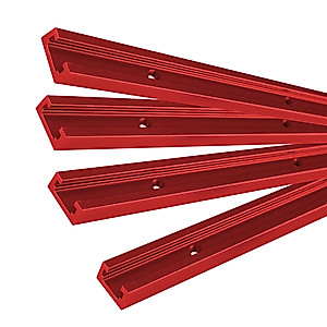 WOODHERO 48'' Red T-Tracks for Woodworking - Ideal Gifts for Woodworkers Men Unique | 4 PCS Predrilled Universal T Track, Fine Sandblast Anodized, Sturdy and Durable, Comes with Flat Head Wood Screws