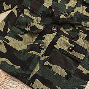 BOIZONTY Toddler Kids Baby Girl Camouflage Jacket Coat Casual Denim Windbreaker Button Down Outerwear Winter Fall Outfit Clothes (Camouflage,4-5 Years)